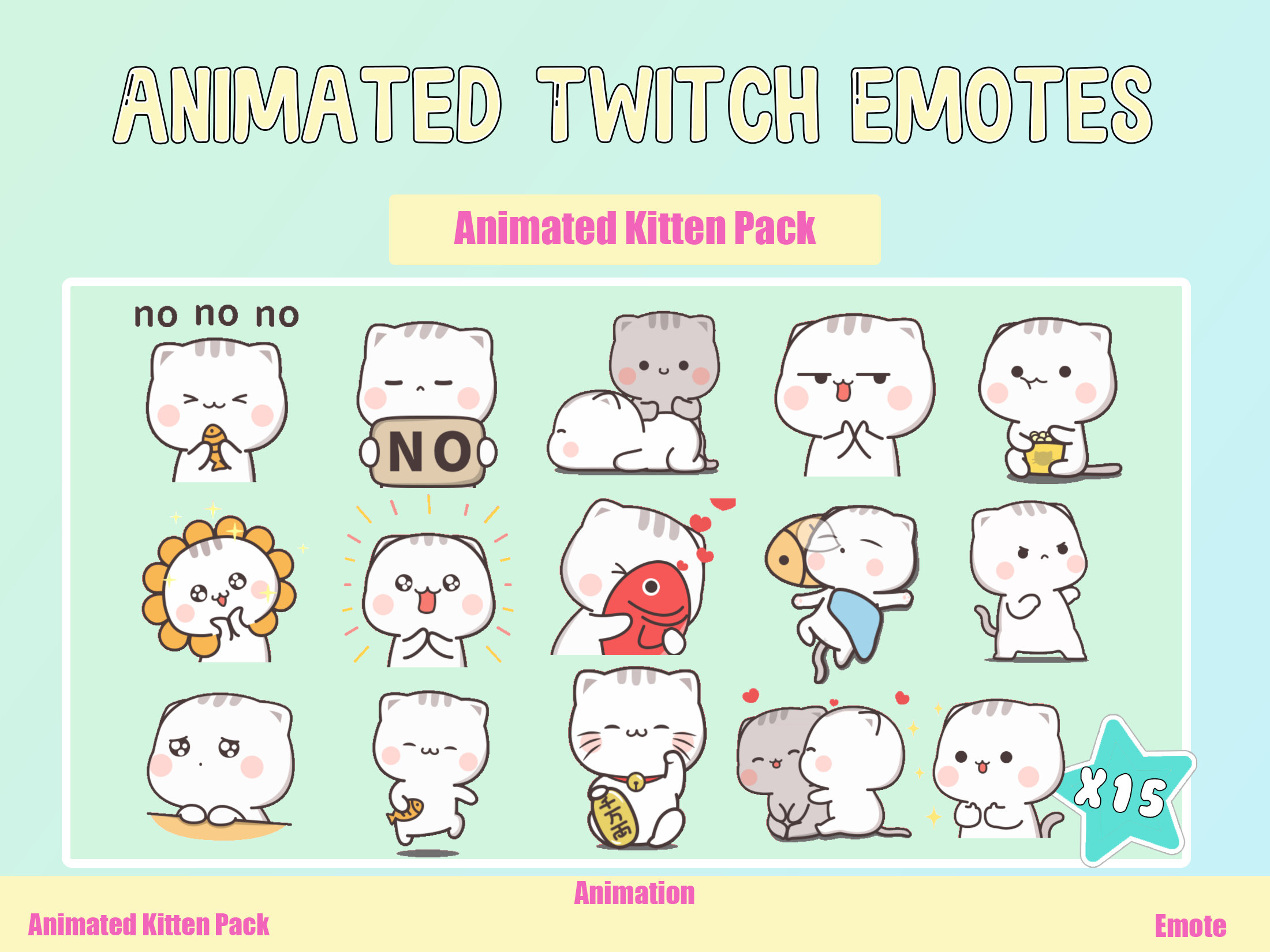ANIMATED Cute Cat Emotes MEGA Bundle for Twitch and Discord Cute Chibi ...