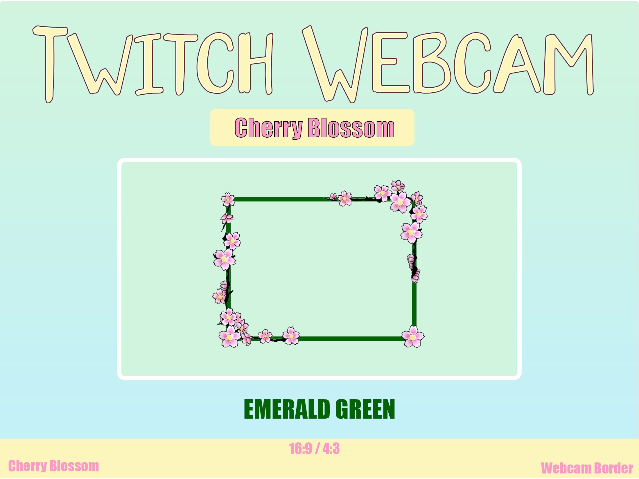Cute Cherry Blossom Webcam Border, Forest Green Frame 16-9 / 4-3 Two ...