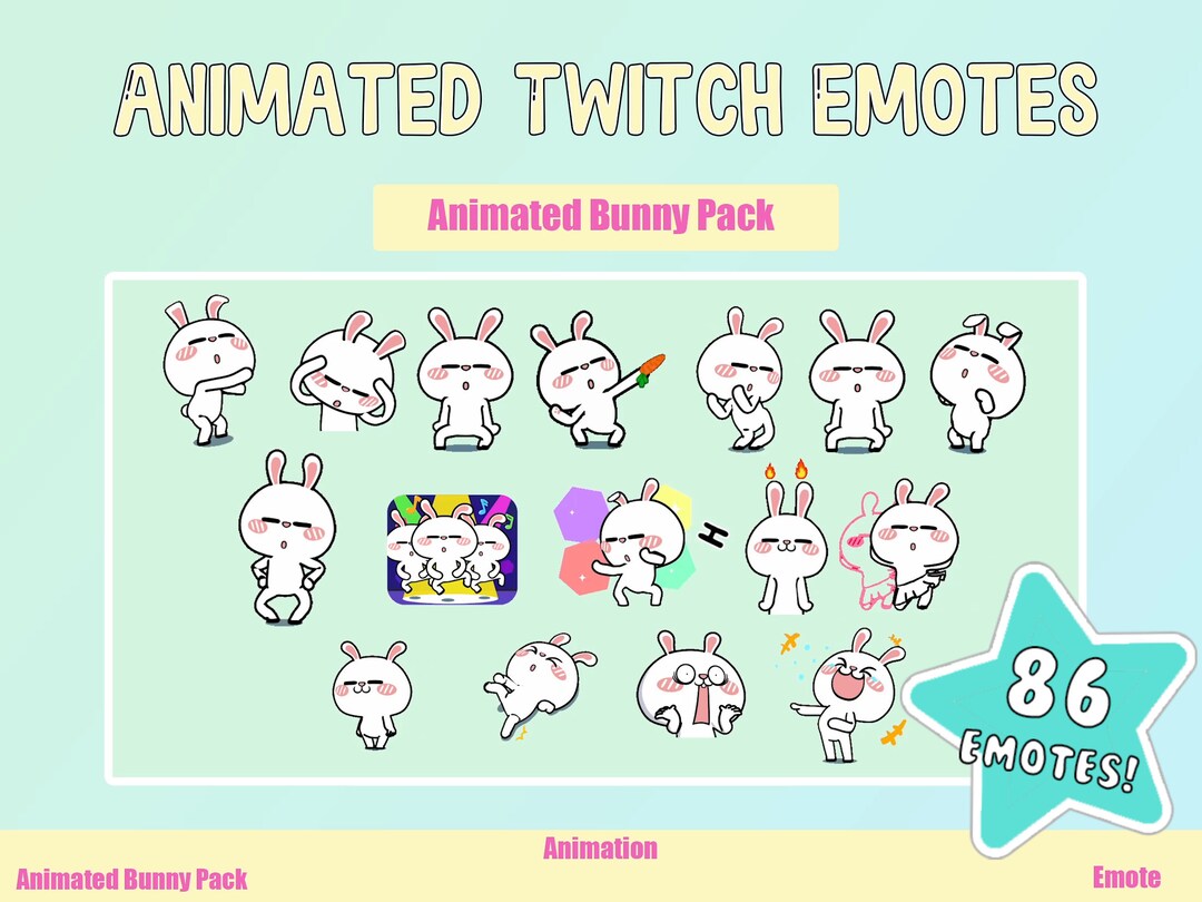 ANIMATED Emotions Bunny 86 Emotes! ULTRA Bundle for Twitch and Discord ...