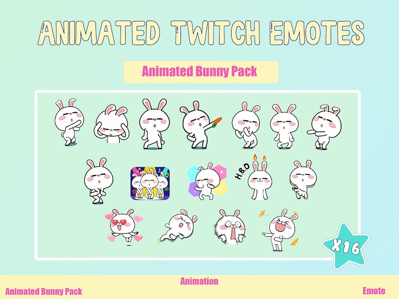 ANIMATED Dance Bunny Emotes MEGA Bundle for Twitch and Discord ! Cute ...