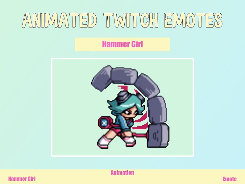 Animated Hammer Girl Emote for Twitch or Discord | Twitch Emotes ...