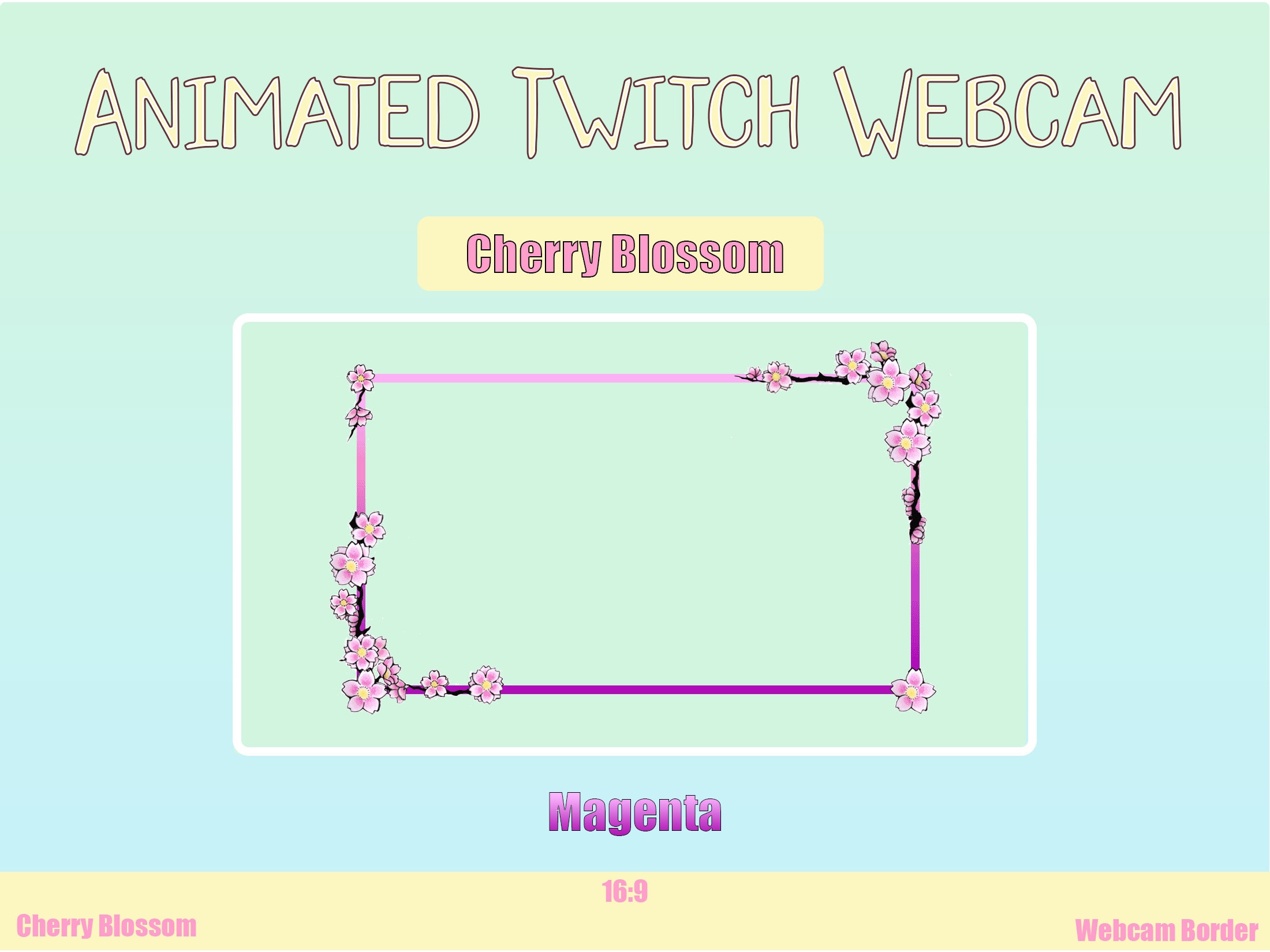 Animated Cherry Blossom Webcam Frames, Comes in 3 Different Thicknesses ...