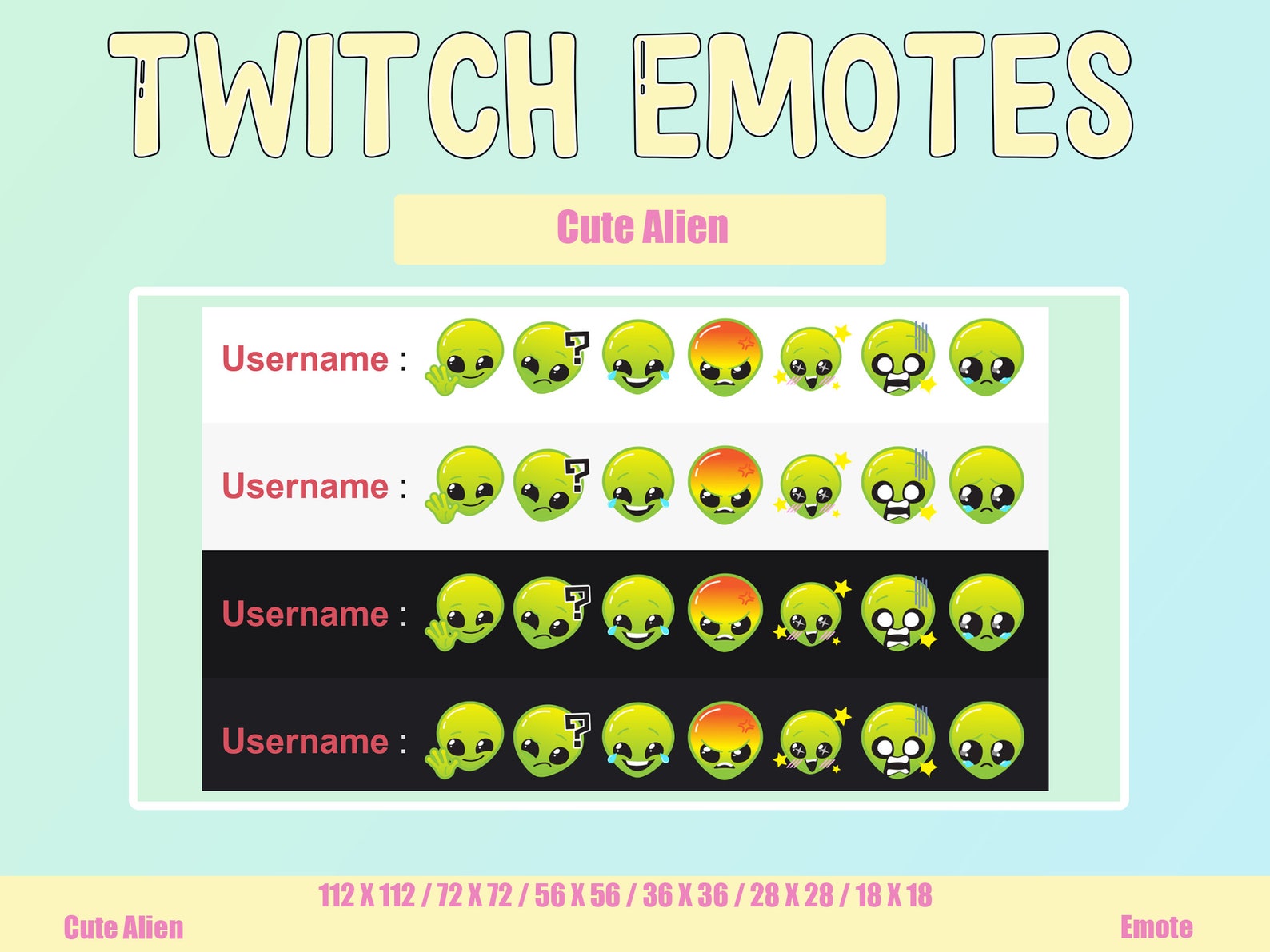 Twitch Emote - Cute Alien | Funny Meme Emote | Cartoon Meme Emote ...
