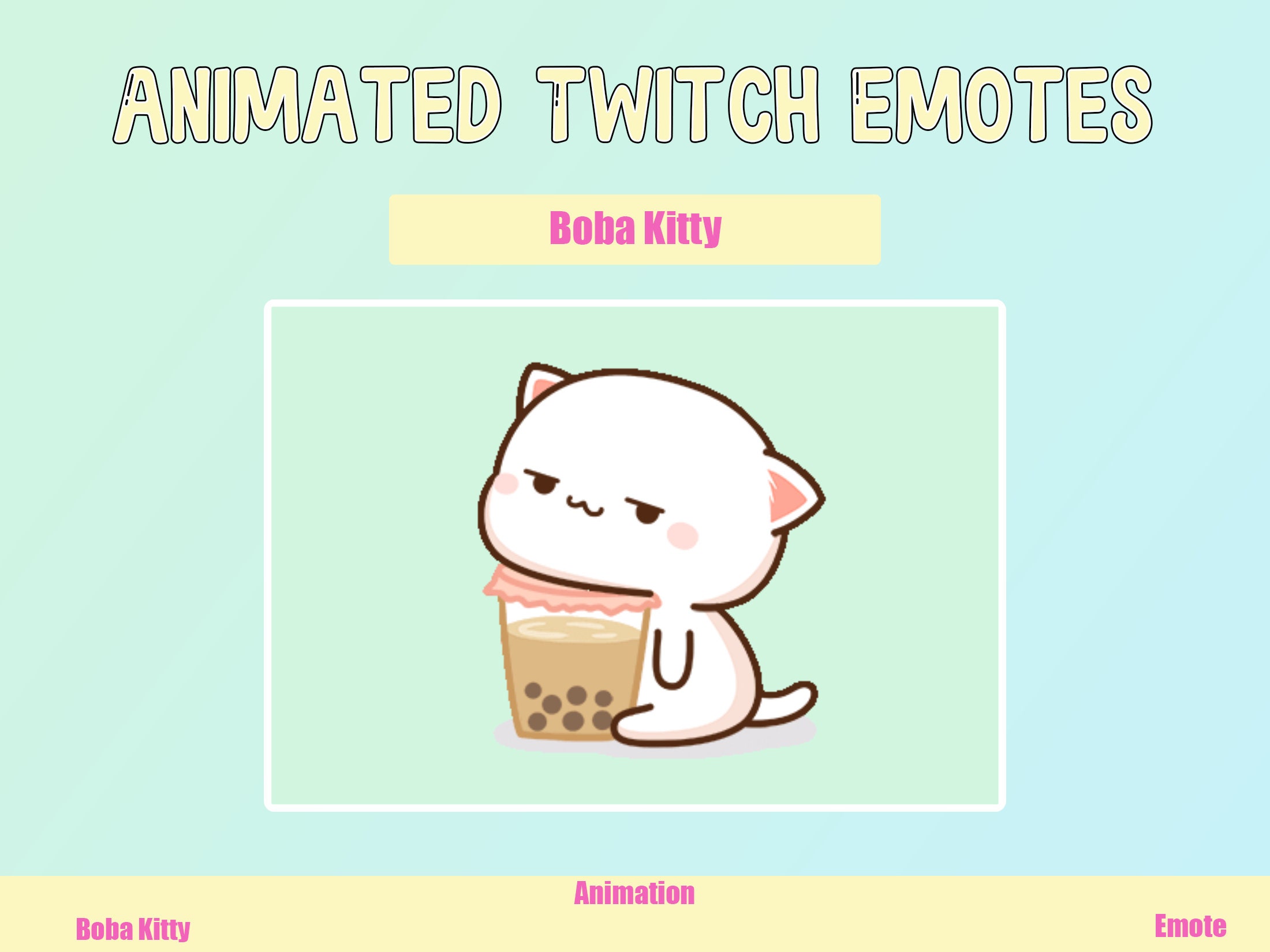 Animated Boba Kitty Emote for Twitch or Discord Twitch Emotes Animated ...