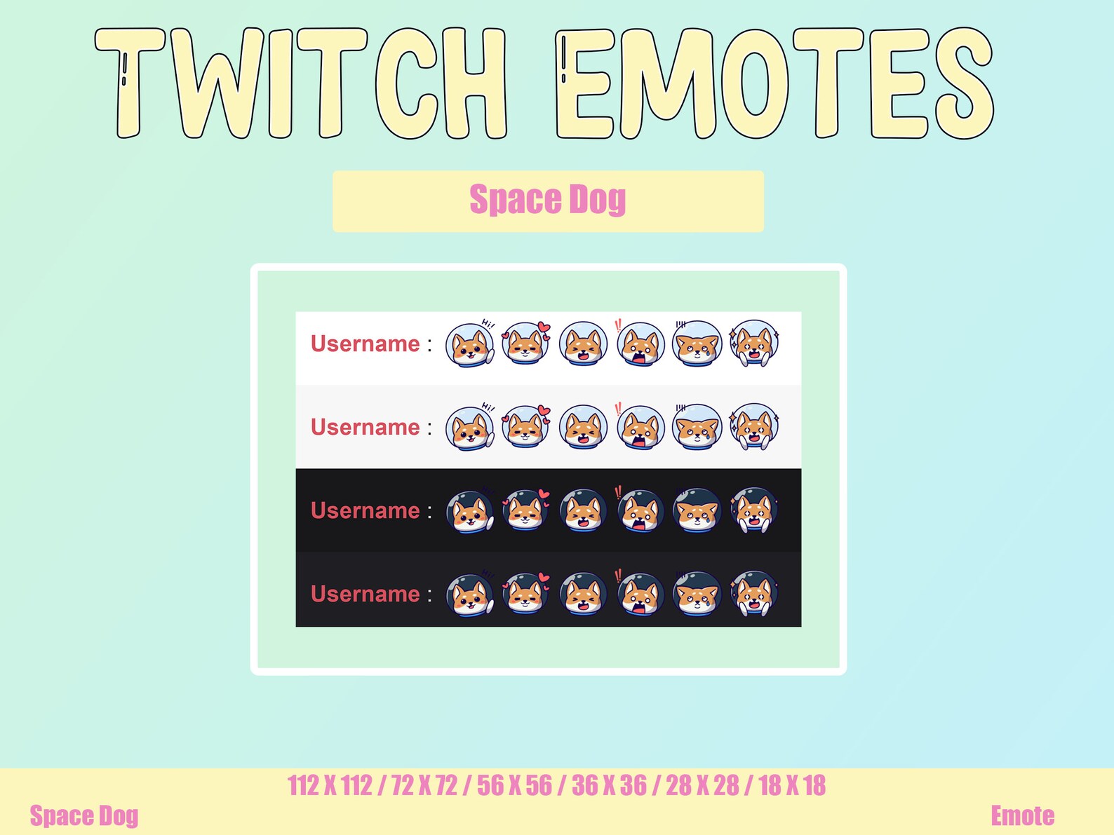 Space Dog Twitch Emotes – Funny Cartoon Meme, Discord Emotes (PNG) - Etsy