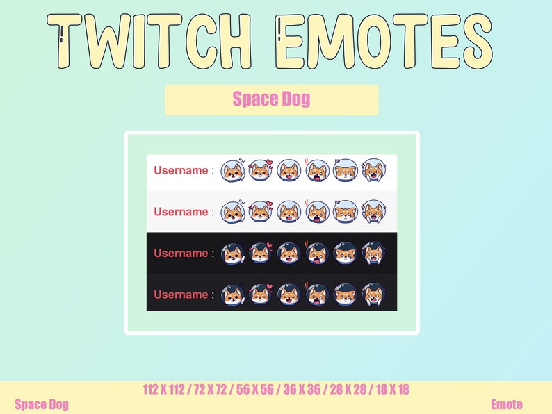 Space Dog Twitch Emotes – Funny Cartoon Meme, Discord Emotes (PNG) - Etsy