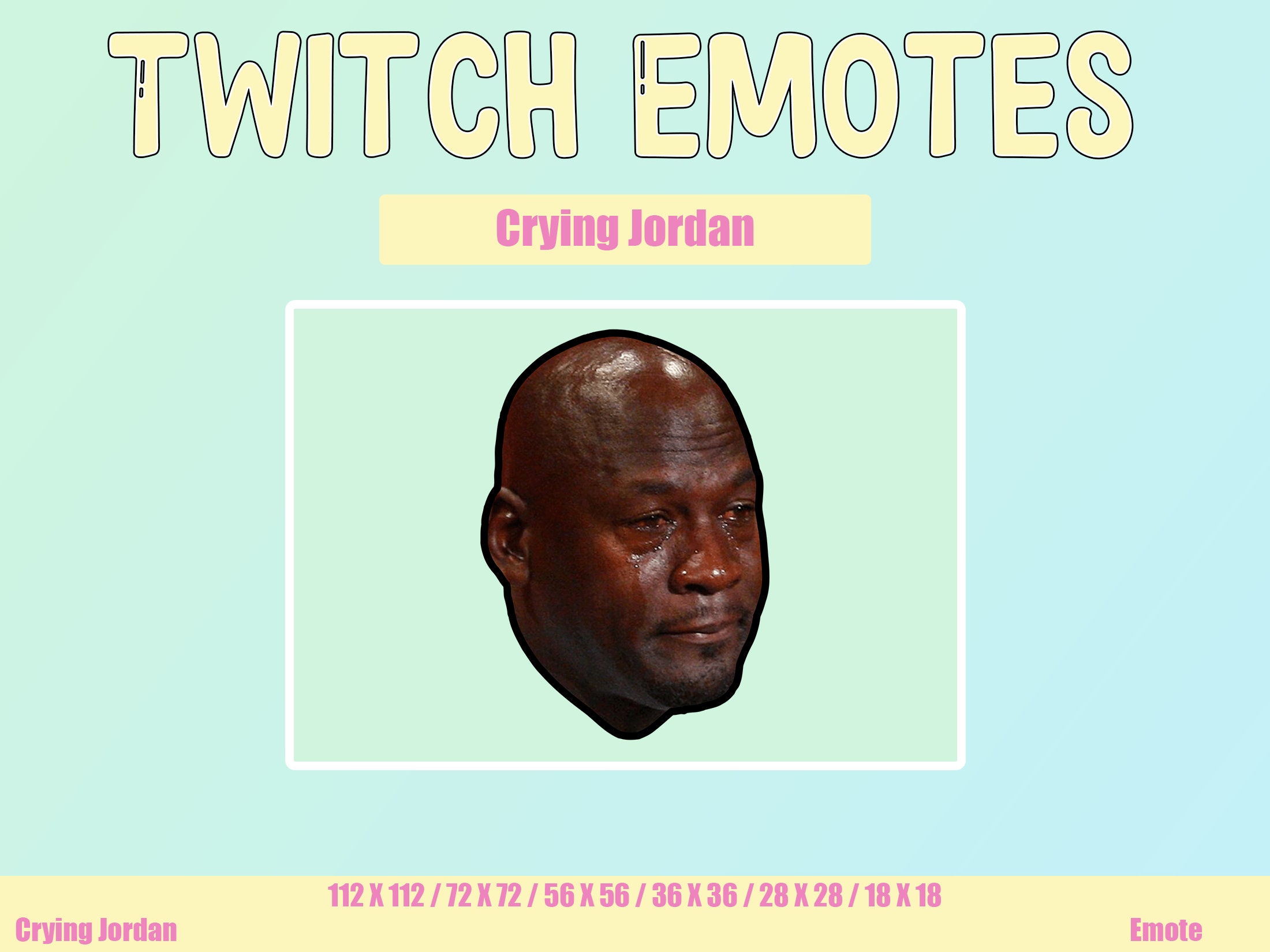 Twitch Emote - Crying Jordan Meme | Funny Meme Emote | Cartoon Meme ...