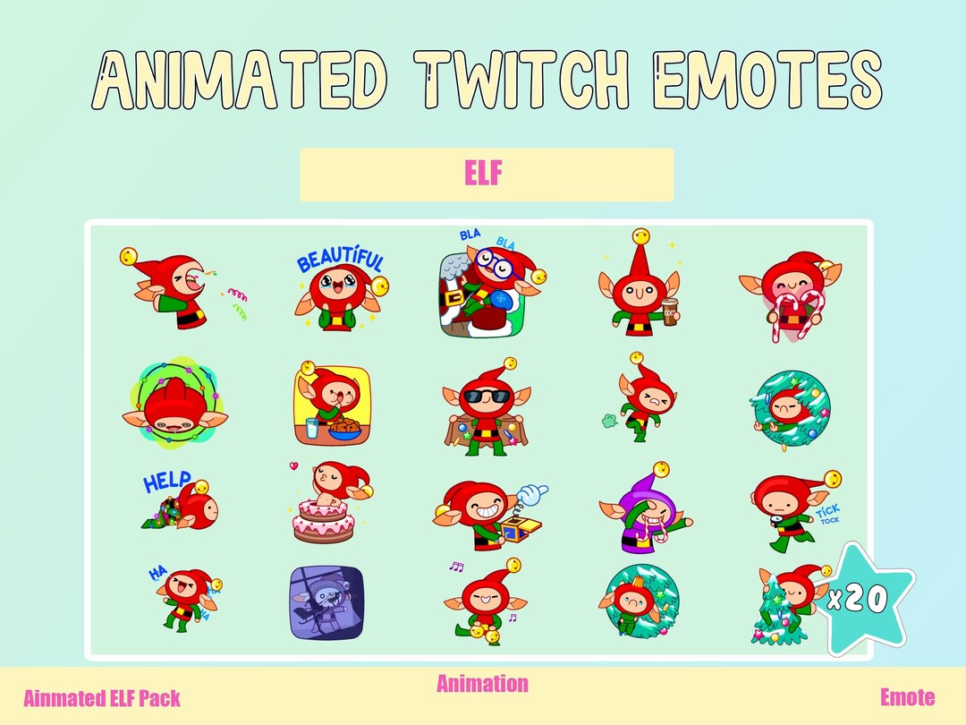 Animated Chibi ELF Christmas Emote for Twitch and Discord GIF Pack - Etsy