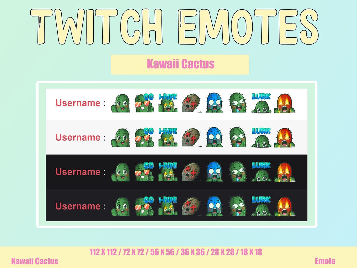 Twitch Emote Kawaii Cactus Funny Meme Emote Cartoon Meme Emote Streamer ...