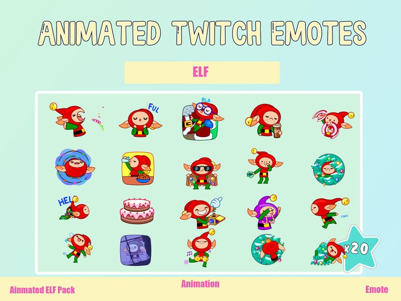 Animated Chibi ELF Christmas Emote for Twitch and Discord GIF Pack - Etsy