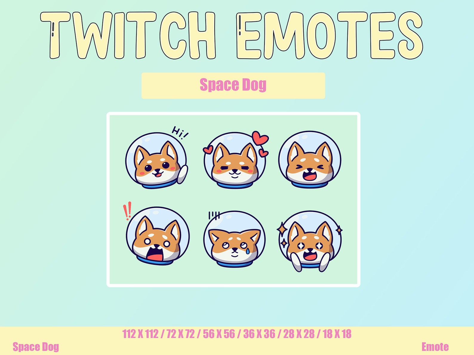 Space Dog Twitch Emotes – Funny Cartoon Meme, Discord Emotes (PNG) - Etsy