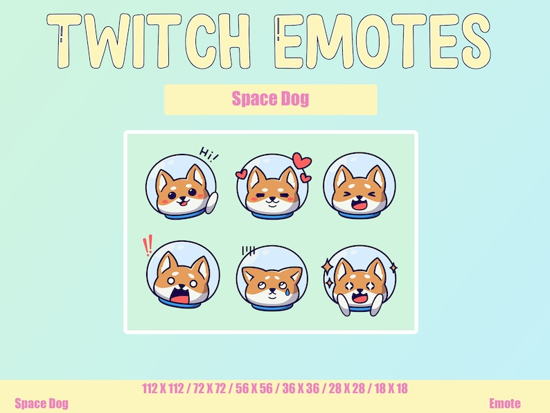 Space Dog Twitch Emotes – Funny Cartoon Meme, Discord Emotes (PNG) - Etsy