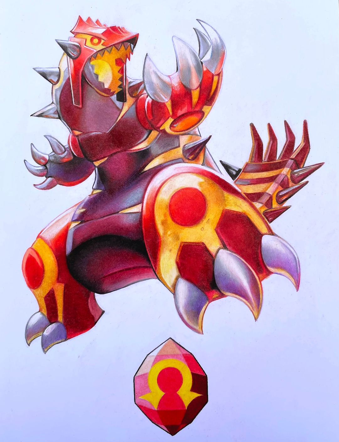 Original Pokemon Artwork Primal Groudon Coloured Drawing - Etsy