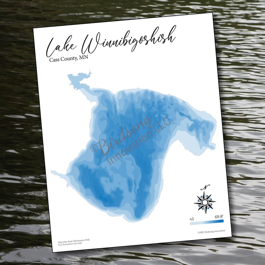 Lake Winnibigoshish, Cass County, Minnesota Lake Depth Map - Etsy