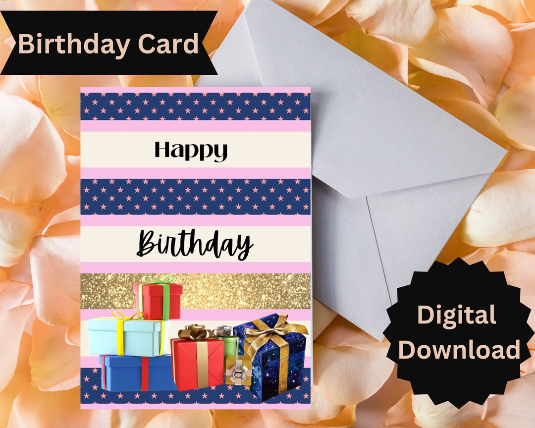 Happy Birthday Card Printable Digital Download Happy Birthday - Etsy