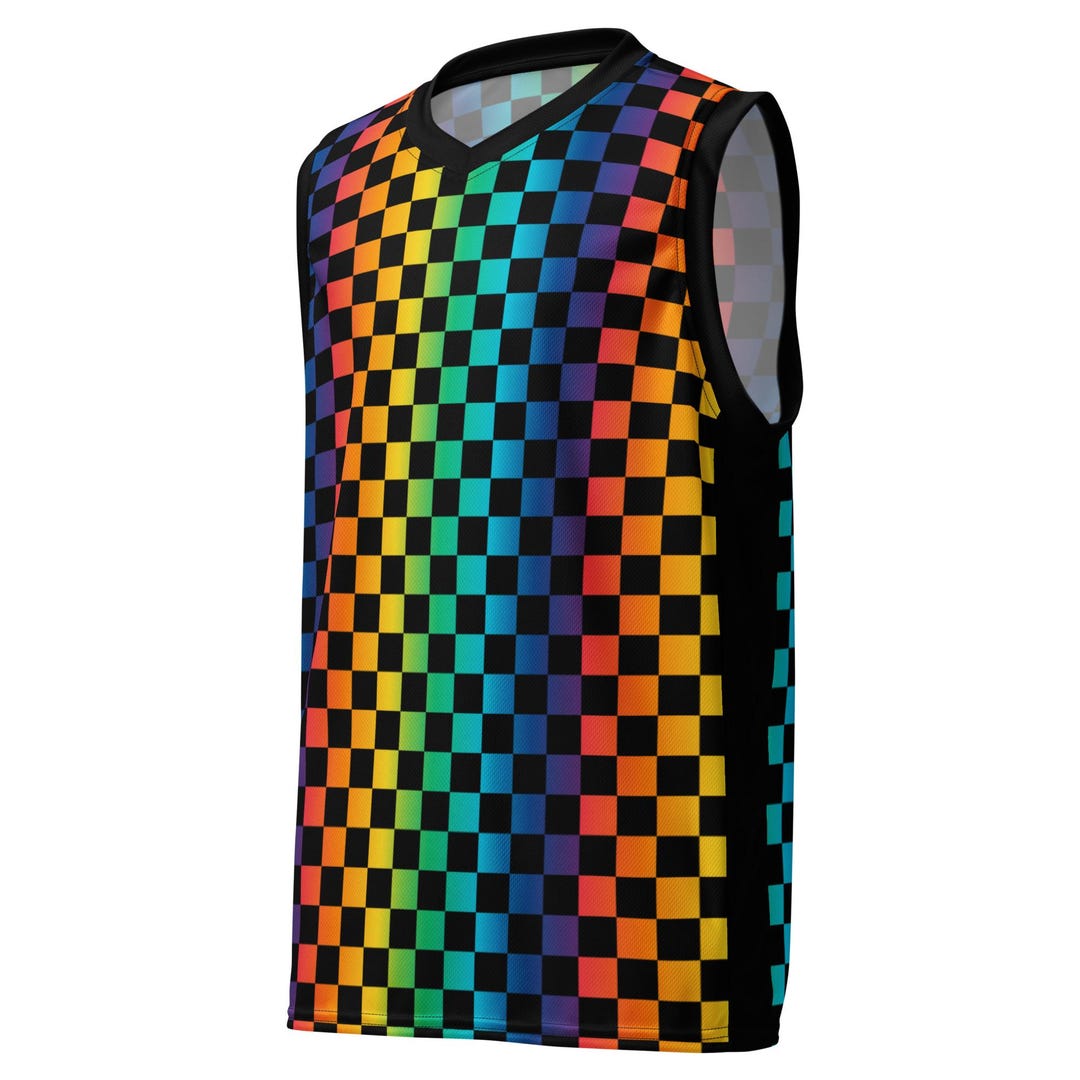 Basketball Jersey - Rainbow Checkerboard - Etsy