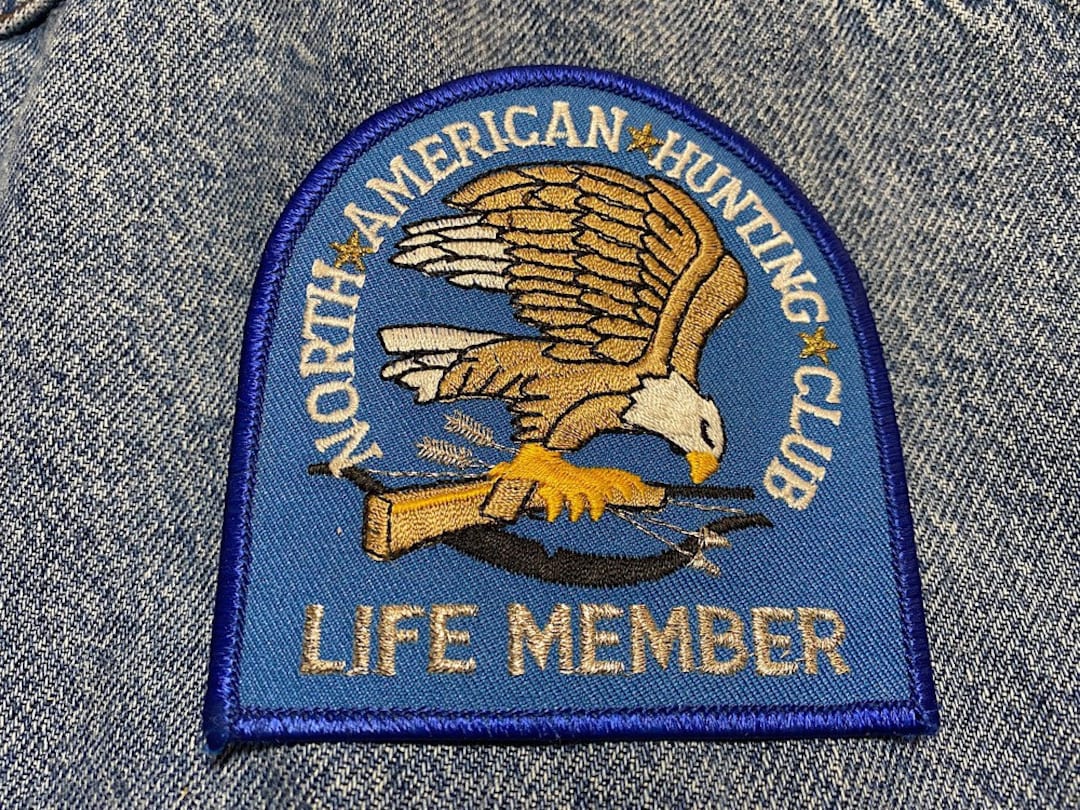 Vintage “north American Hunting Club Life Member” Embroidered Cloth ...