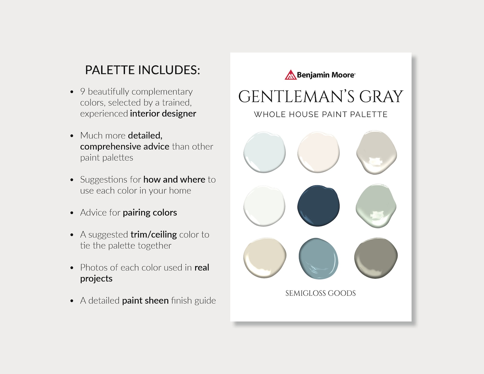 Benjamin Moore Gentleman's Gray Palette, Chic Color Palette ...