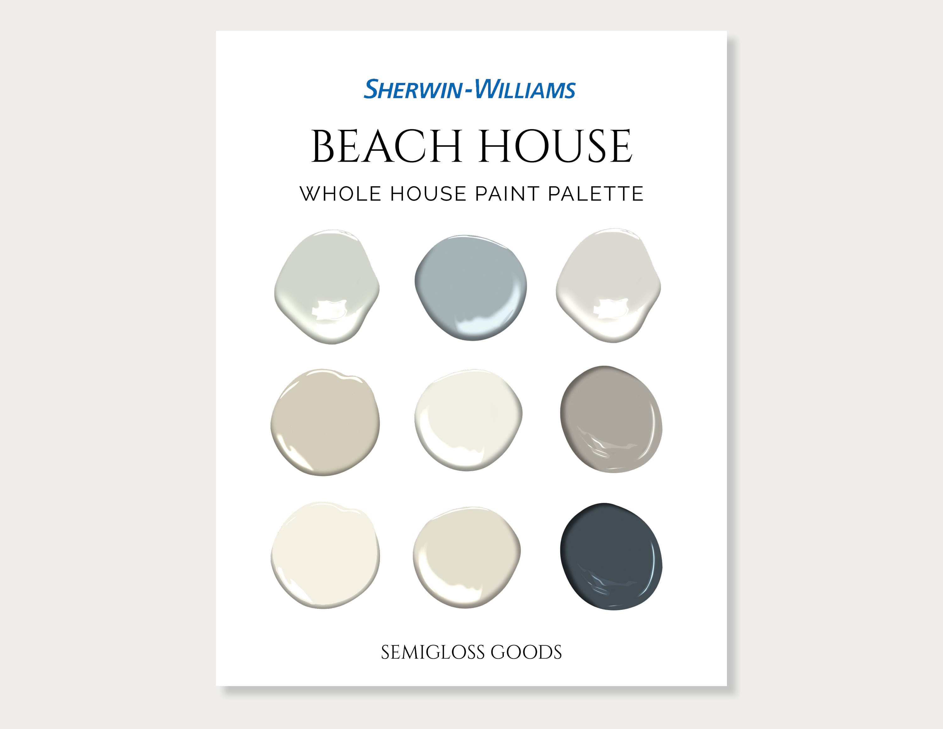 Beach House Paint Palette Coastal Paint Color Palette - Etsy