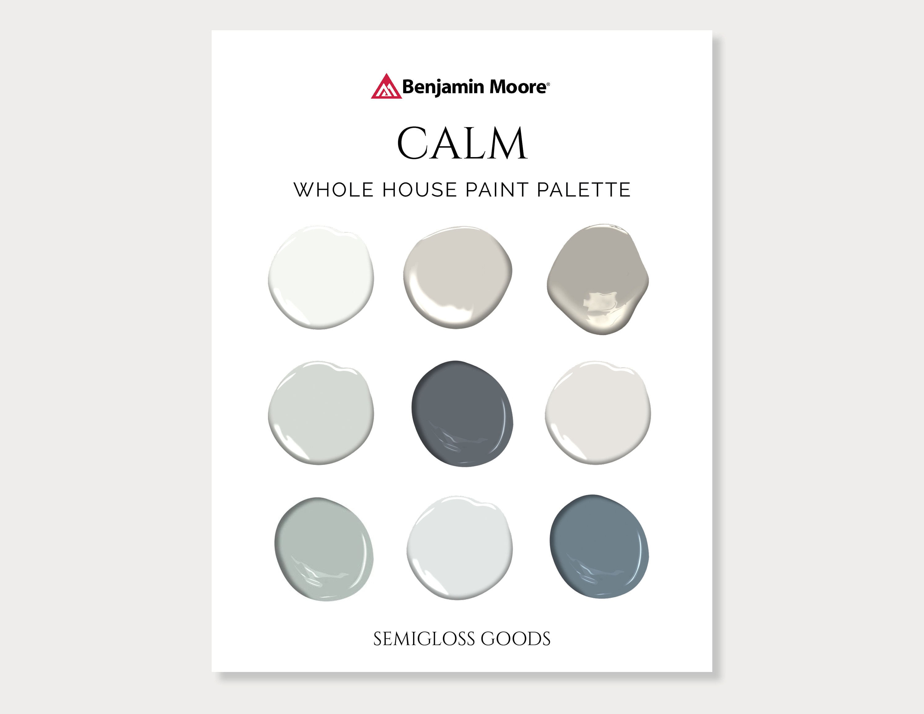 Calm Paint Palette Benjamin Moore Calm Undertones Calm - Etsy