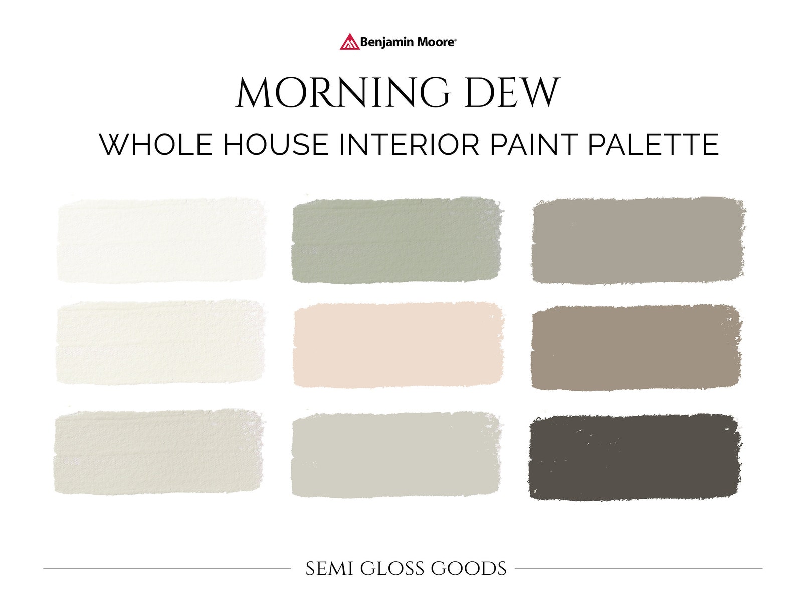 Benjamin Moore Morning Dew Palette, Fresh Color Palette, Bestselling ...