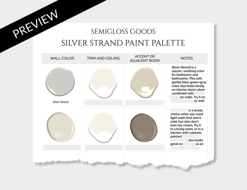 Sherwin Williams Silver Strand Palette Silver Strand Paint - Etsy