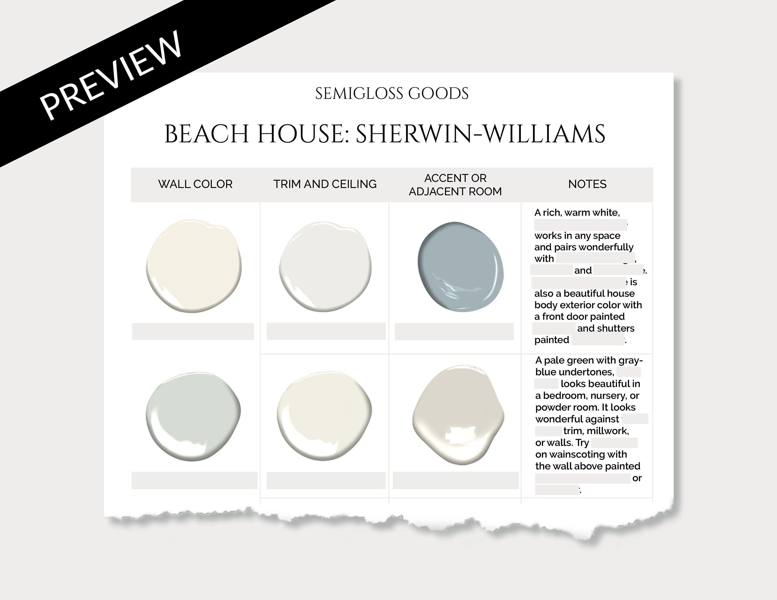 Beach House Paint Palette Coastal Paint Color Palette - Etsy