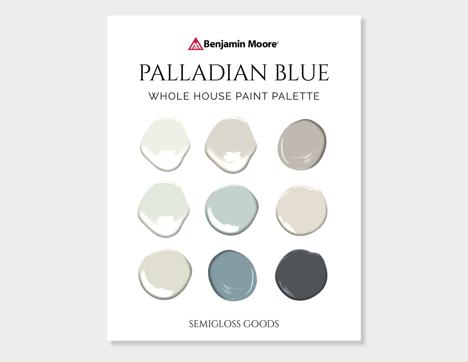 Benjamin Moore Palladian Blue Paint Palette, Coastal Paint Palette ...