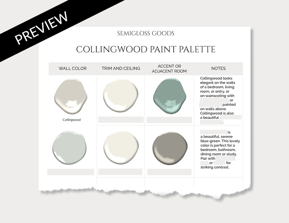 Benjamin Moore Collingwood Palette, Collingwood Gray, Collingwood ...