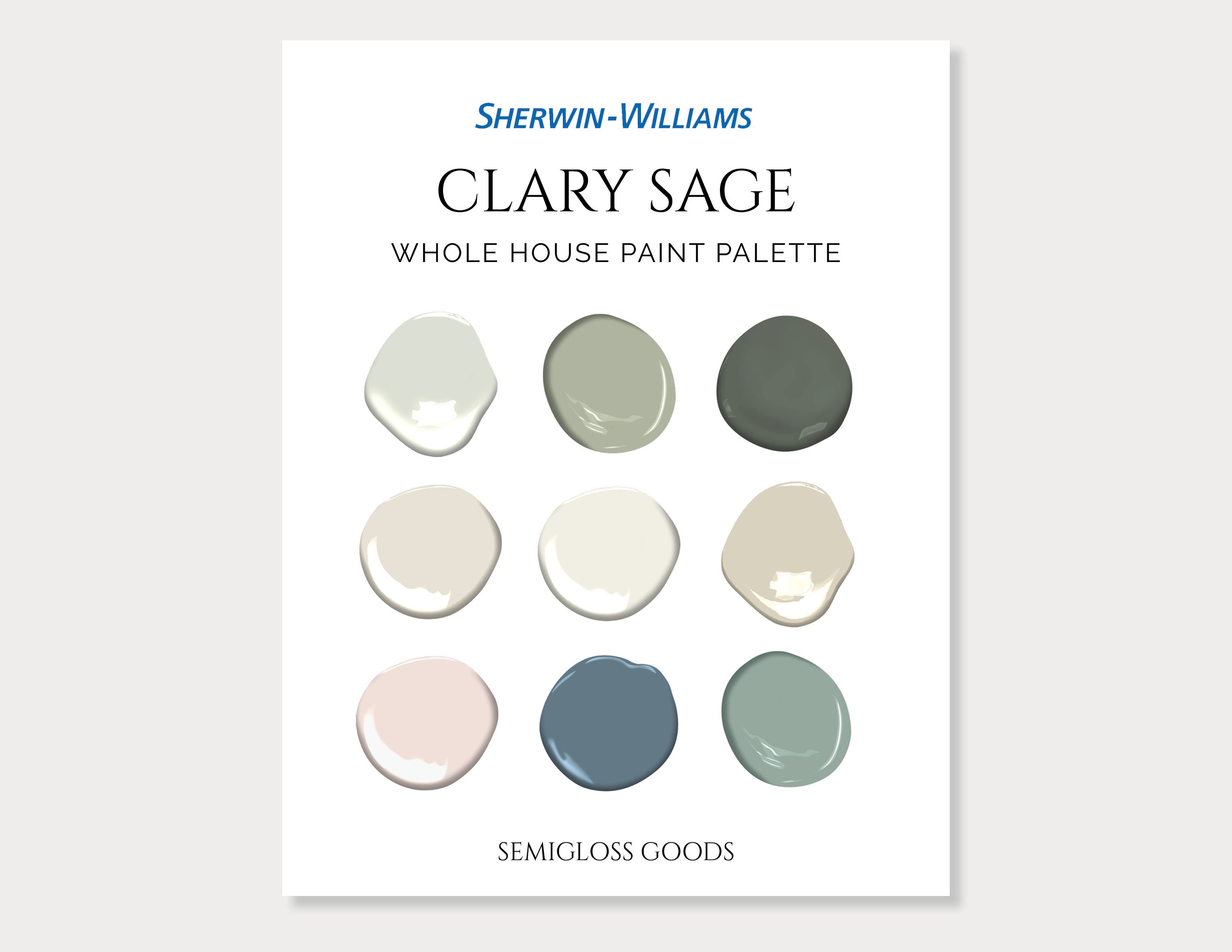 Sherwin Williams Clary Sage Palette Sage Green Color Palette - Etsy Sherwin Williams Clary Sage Palette Sage Green Color Palette - Etsy