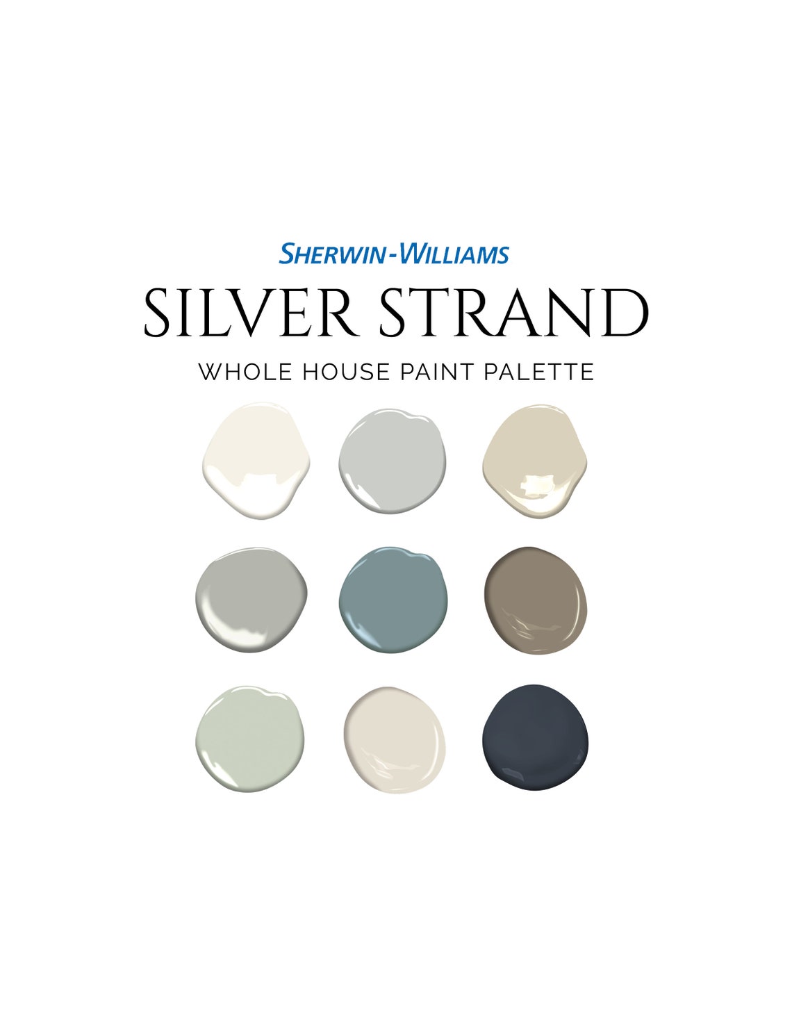 Sherwin Williams Silver Strand Palette Silver Strand Paint - Etsy