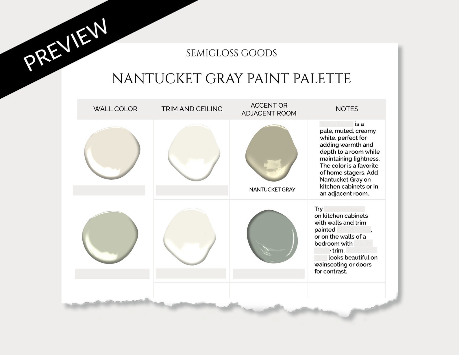 Benjamin Moore Nantucket Gray Palette, Interior Design Color Palette ...