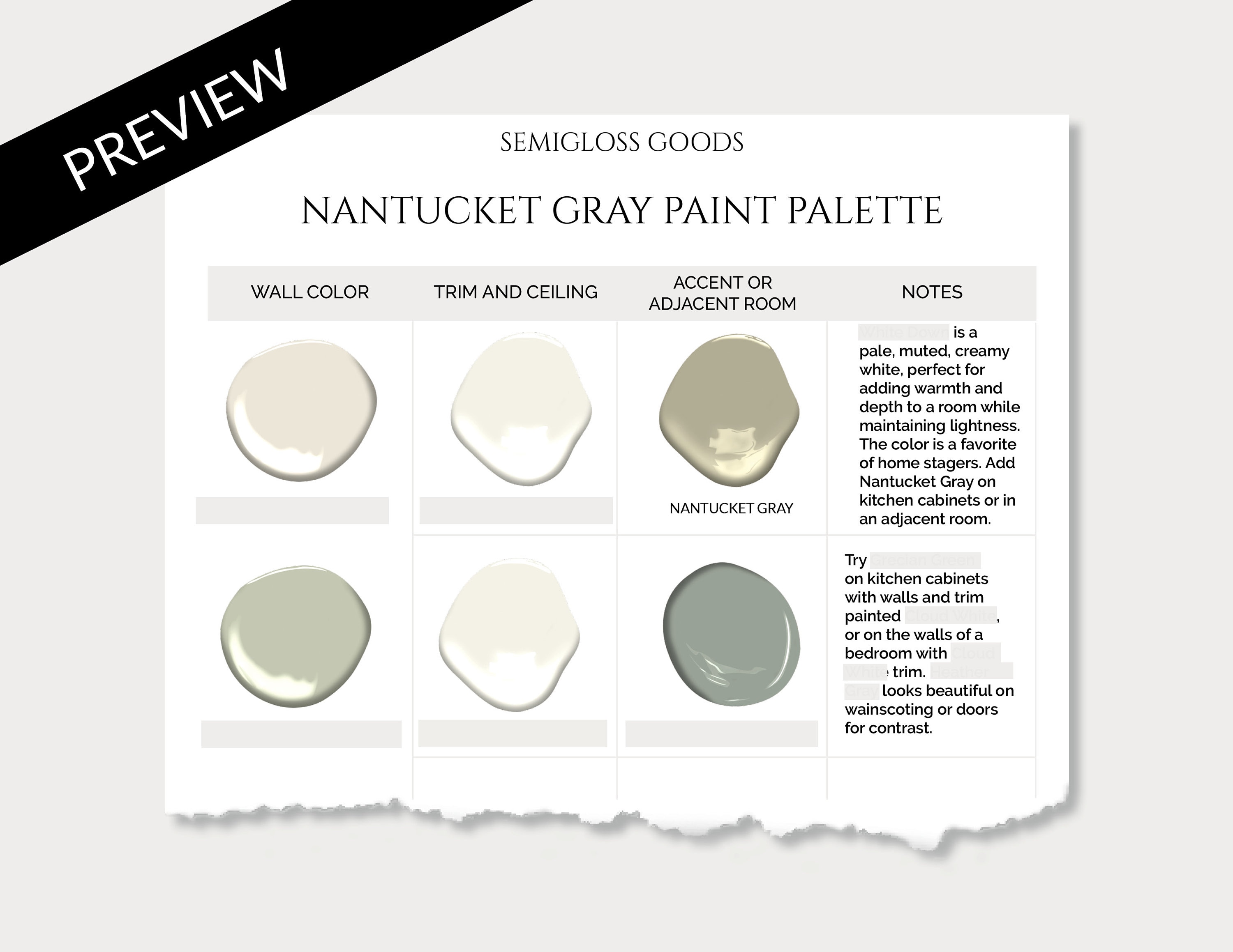 Benjamin Moore Nantucket Gray Palette, Interior Design Color Palette ...