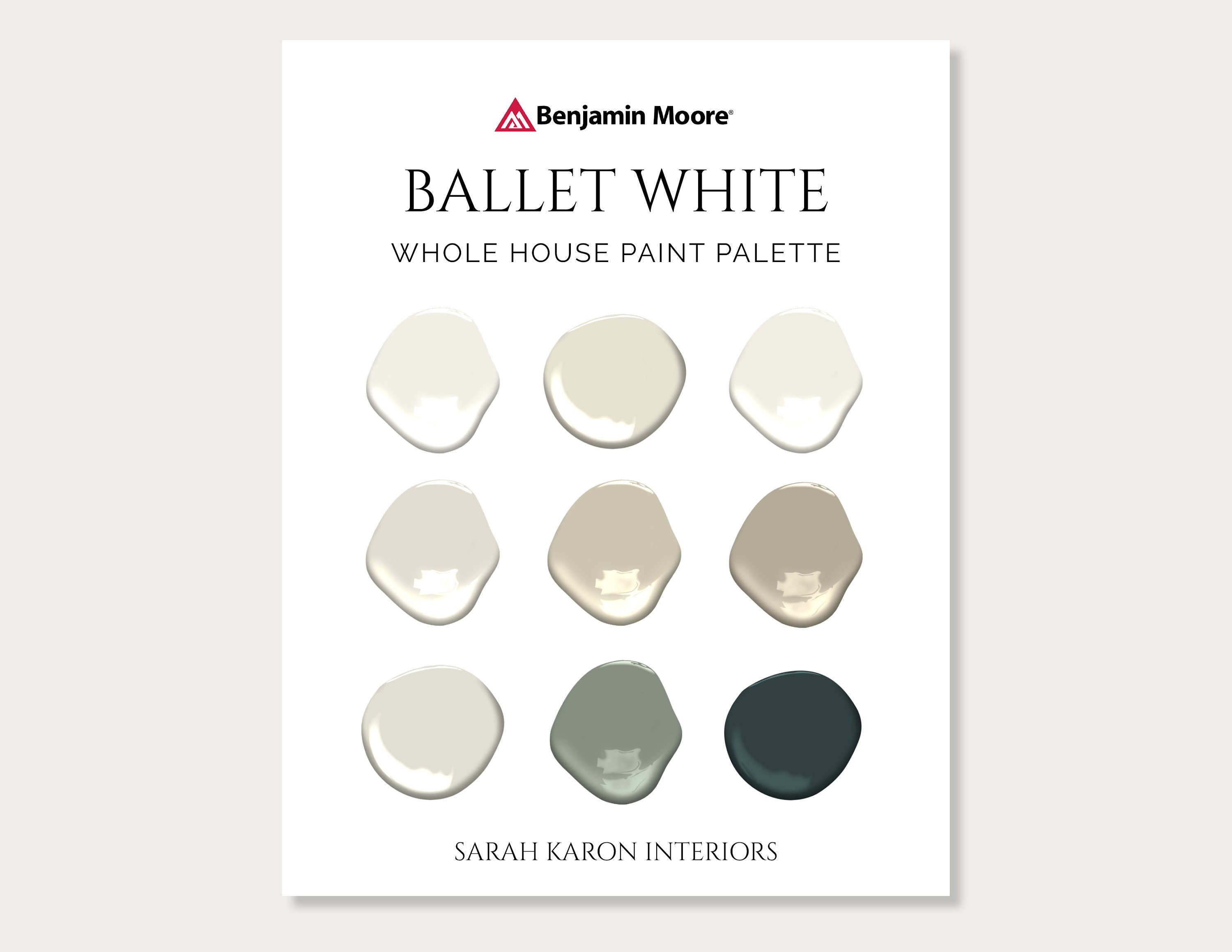 Ballet White Paint Palette Benjamin Moore Whole House - Etsy UK