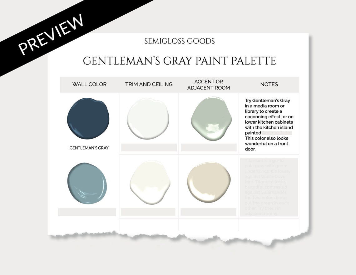 Benjamin Moore Gentleman's Gray Palette, Chic Color Palette ...
