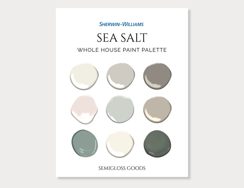 Sherwin Williams Sea Salt Palette, Fresh Color Palette, Coastal Palette ...