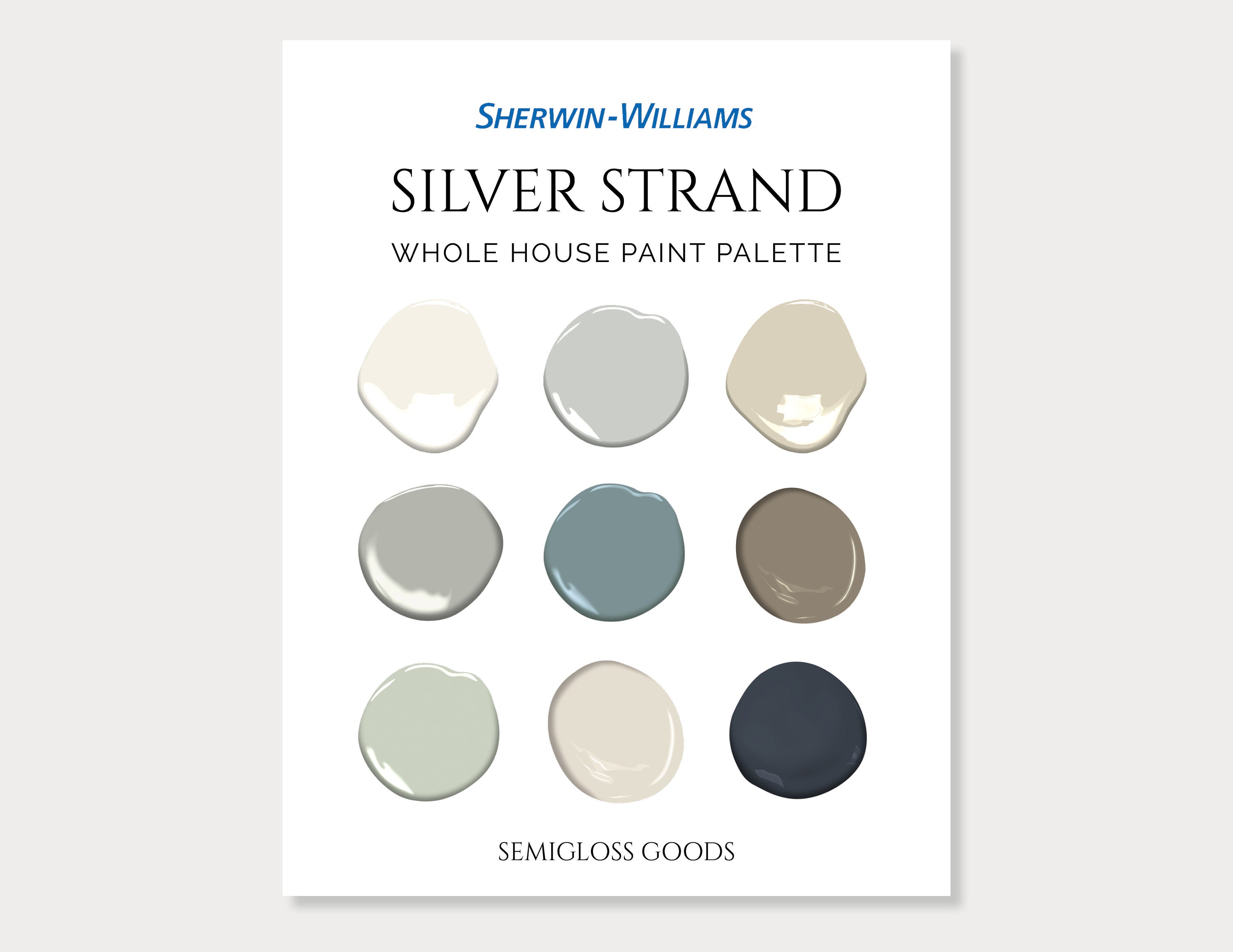 Sherwin Williams Silver Strand Palette Silver Strand Paint - Etsy Canada