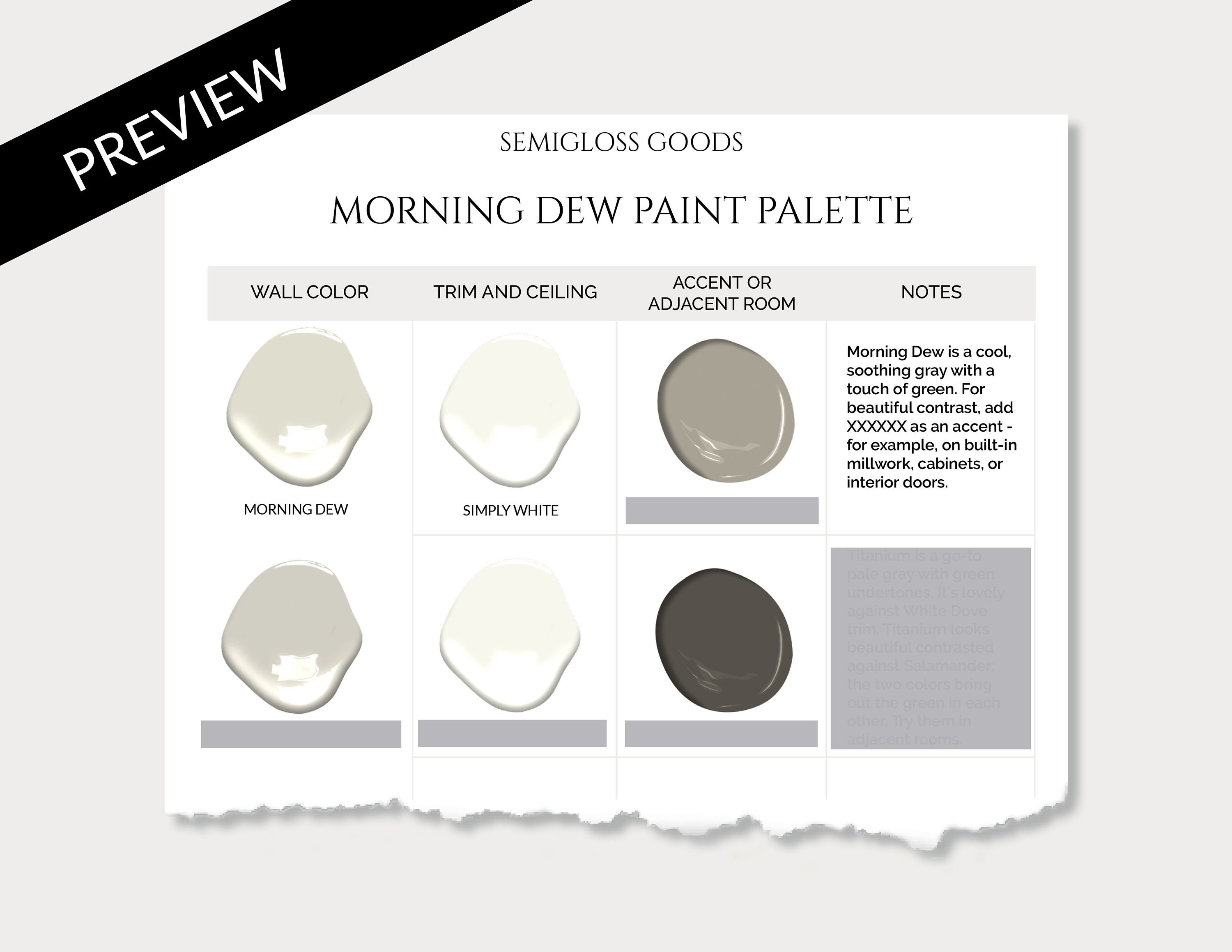 Benjamin Moore Morning Dew Palette, Fresh Color Palette, Bestselling ...