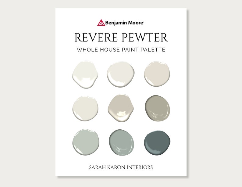 Revere Pewter Paint Palette, Benjamin Moore, Revere Pewter Coordinating ...