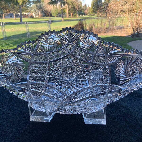 American Brilliant Cut Glass Tray - Etsy