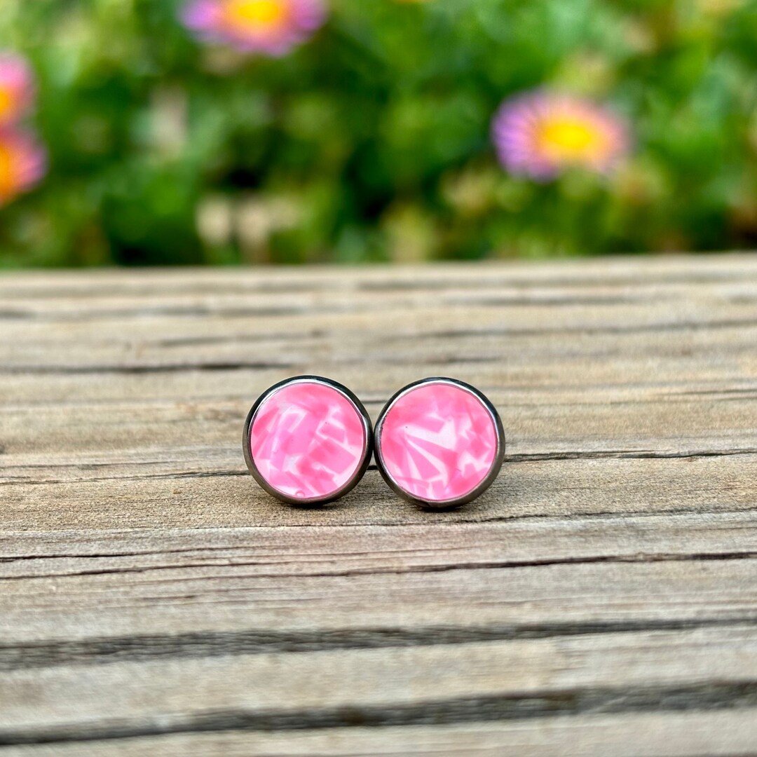 Recycled Pink Stud Earrings, Upcycled Plastic Pool Inflatable ...