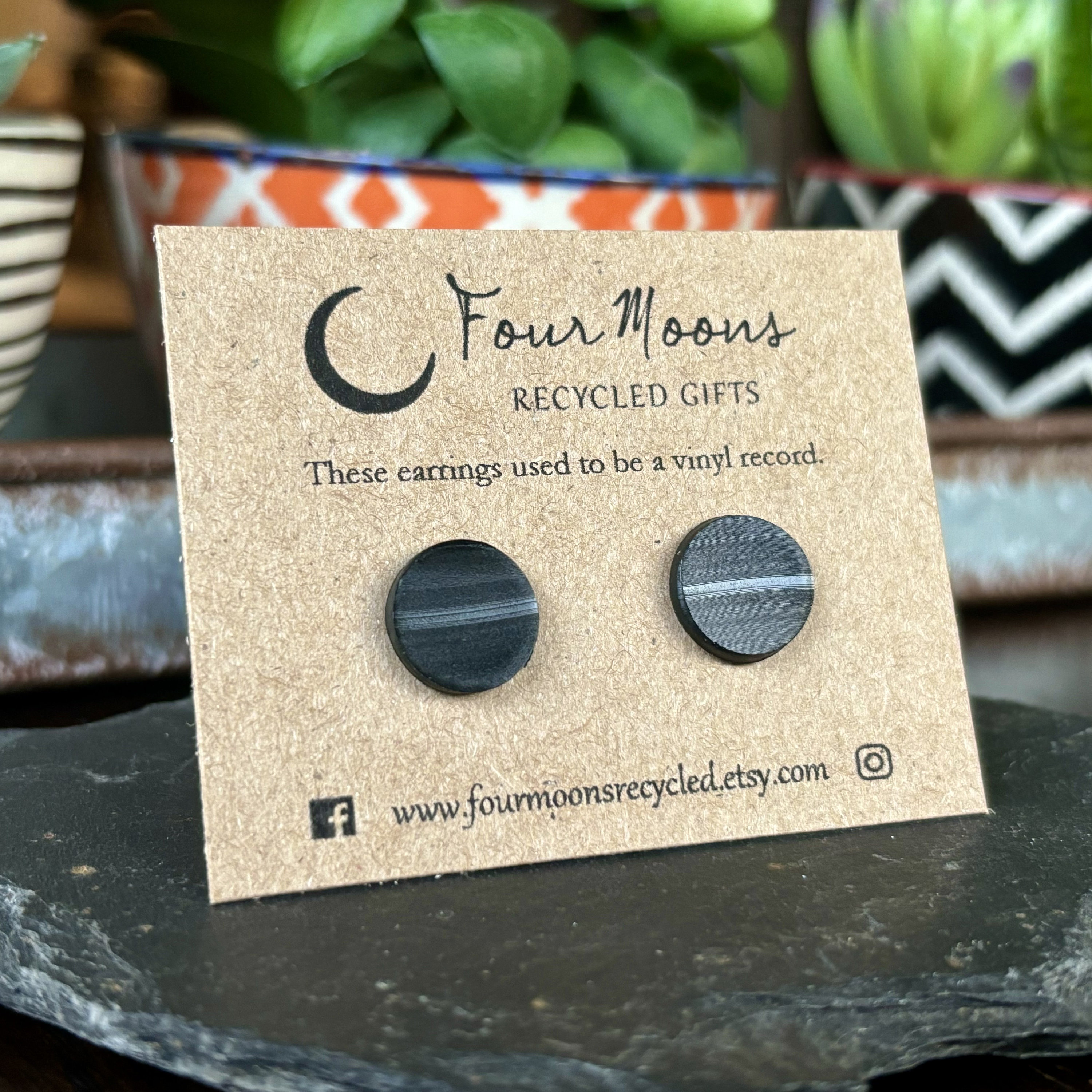 Real Recycled Black Vinyl Record Stud Earrings, Record Jewelry, Vintage ...