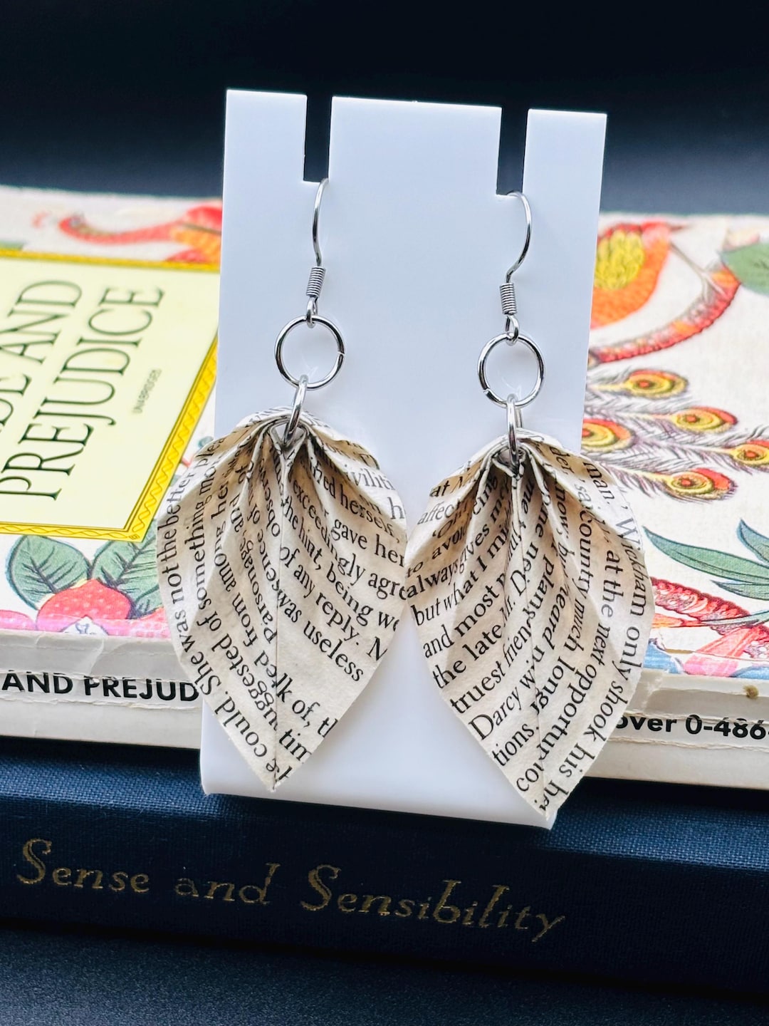 Jane Austen Origami Leaf Book Paper Earrings, Pride and Prejudice ...