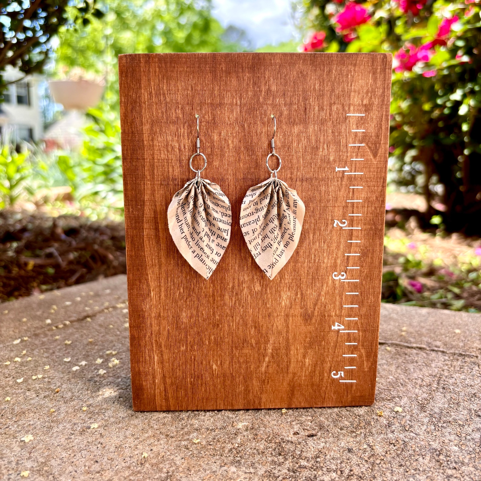 Recycled Book Earrings, Origami Leaf Paper Earrings, Recycled Jewelry ...