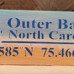 Outer Banks Wood Plank Sign / Mini Server (beach Theme W Blue Text) - Etsy