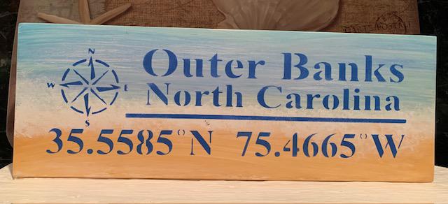 Outer Banks Wood Plank Sign / Mini Server (beach Theme W Blue Text) - Etsy