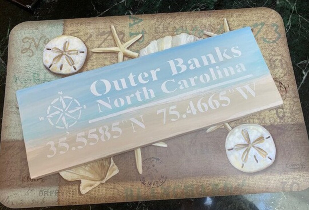 Outer Banks Wood Plank Sign / Mini Server in Beach Themed Colors - Etsy