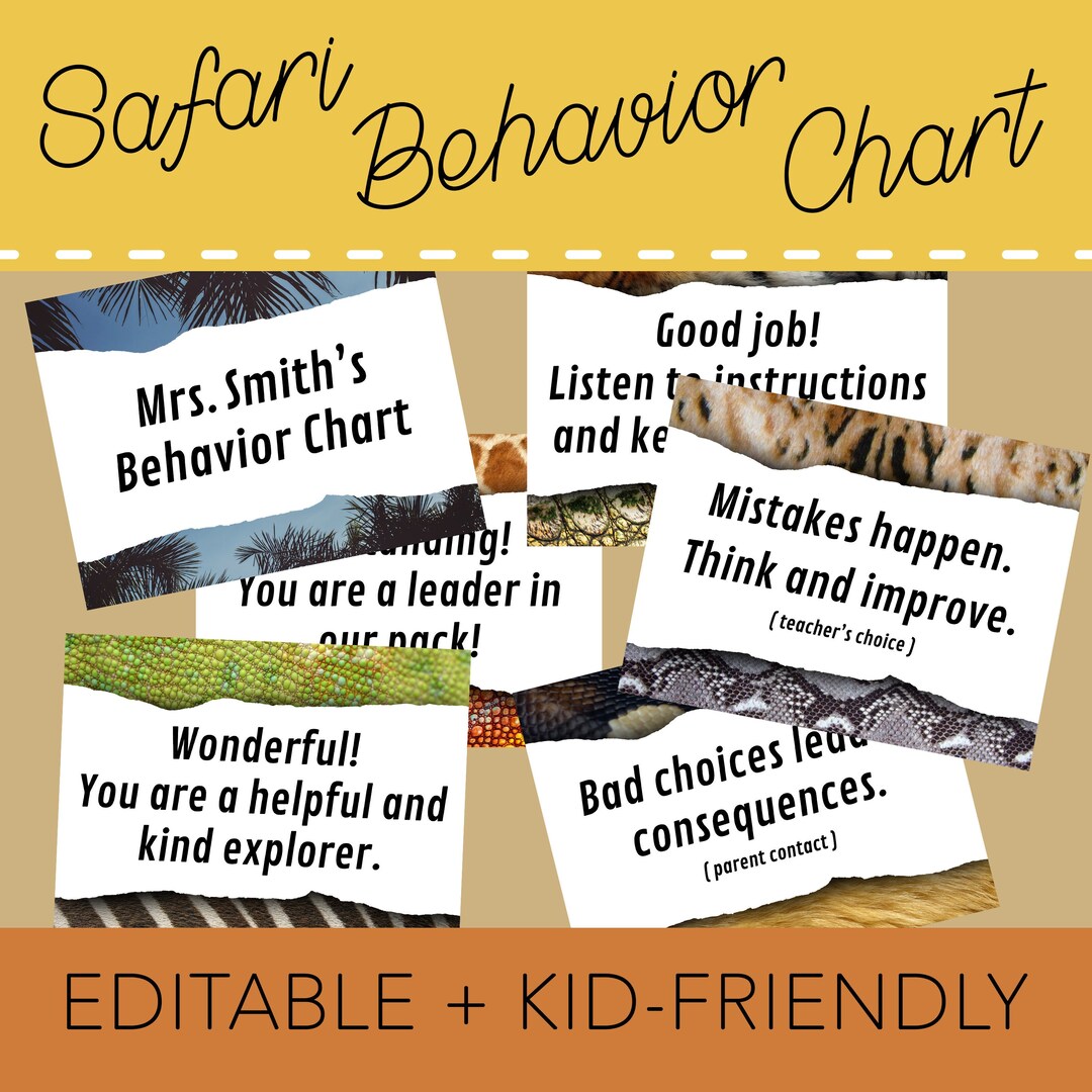 Safari Classroom Behavior Chart - Jungle Theme (editable & Printable ...
