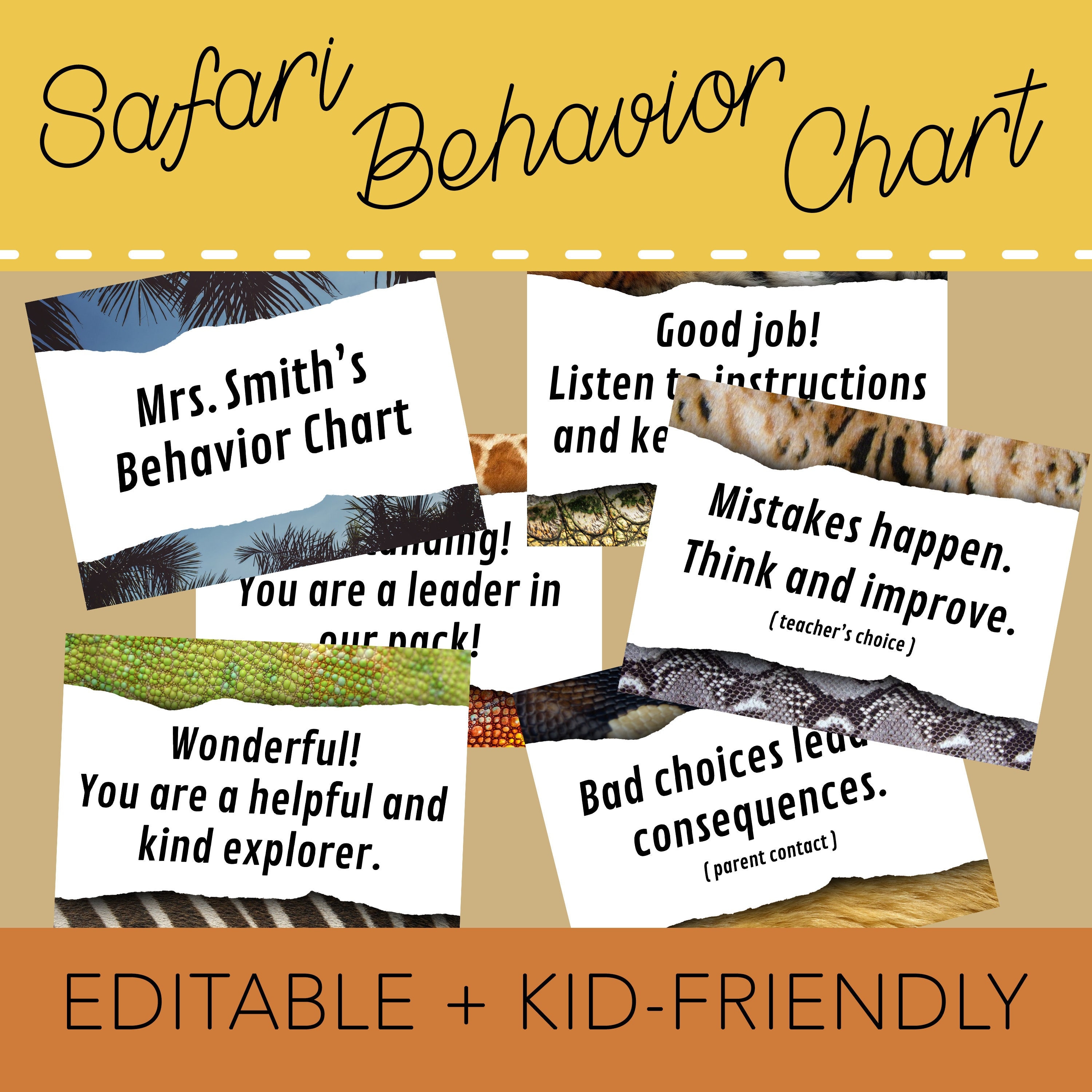 Safari Behavior Chart - Jungle Classroom Theme - Elementary School ...