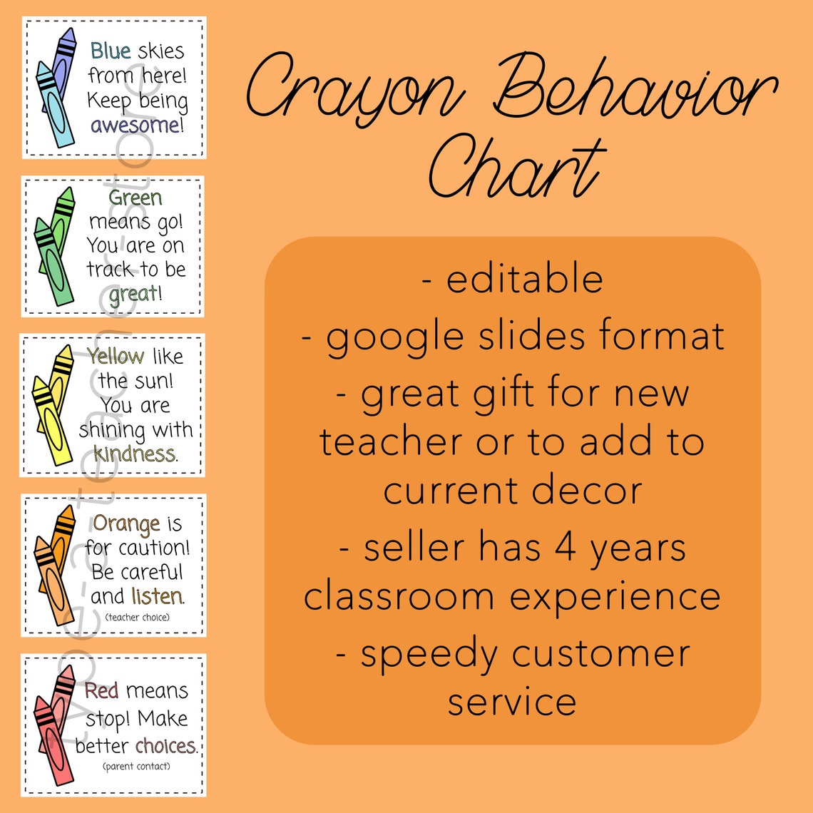 Crayon Behavior Chart Crayon Classroom Theme Elementary - Etsy